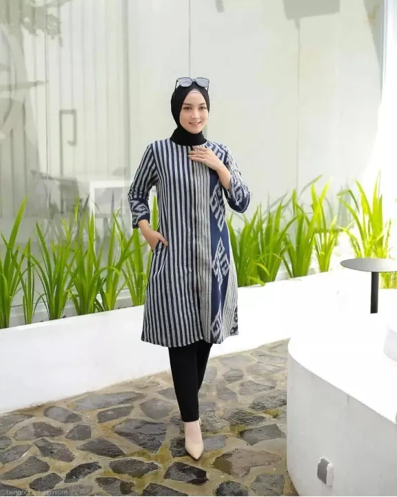 BAJU TENUN TUNIK TENUN MIX LURIK BAJU TENUN INDONESIA | Lazada Indonesia