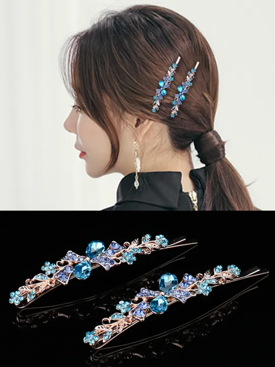 Exquisite Large Size Water Diamond Hair Clips Extended Side Bangs Hair ...