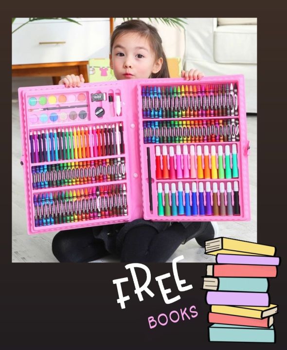 COLORING SET FOR KIDS ( 42 PCS. ) ( WITH FREE BOOKS INSIDE ) | Lazada PH