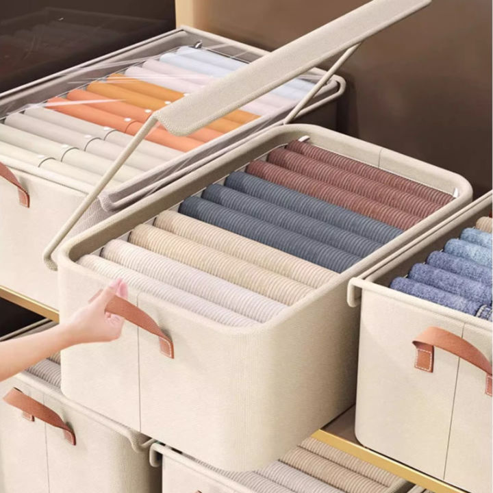 With Cover Clothes Storage Box Steel Frame Cabinet Organizer Storage ...