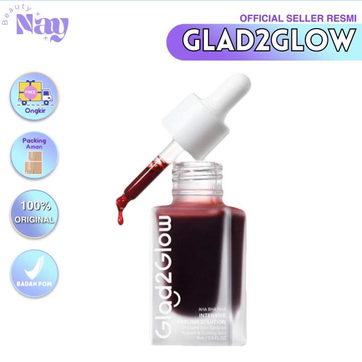 GLAD2GLOW AHA BHA PHA INTENSIVE PEELING SOLUTION PEELING SERUM WAJAH ...