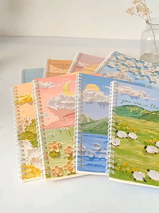 A5 Coil notebook Oil painting Style Aesthetic Notebooks Cost-effective ...