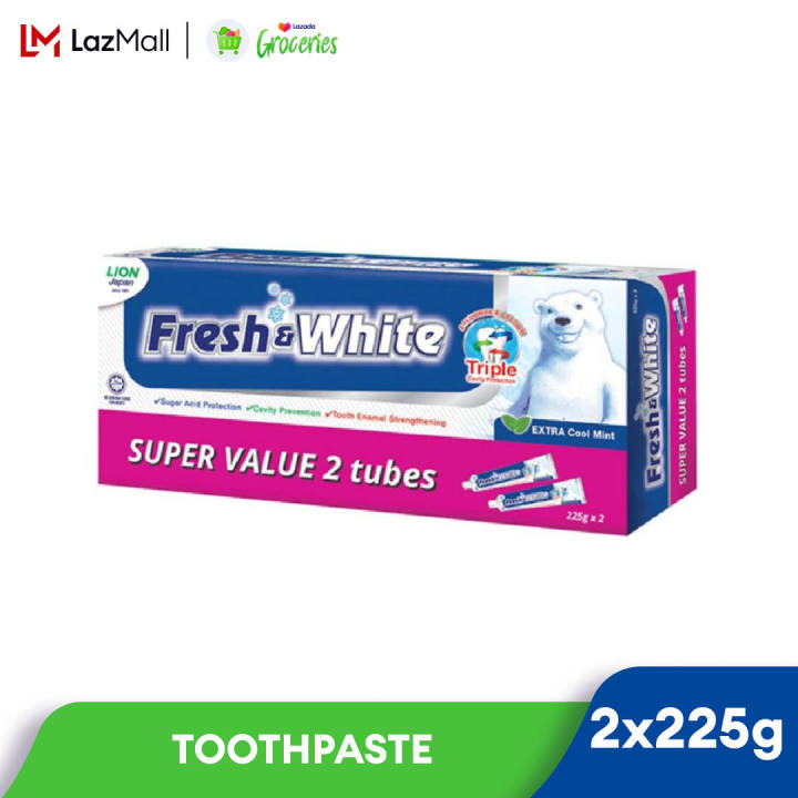 Fresh & White Toothpaste (Extra Cool Mint) Super Value Pack 2x225g | Lazada