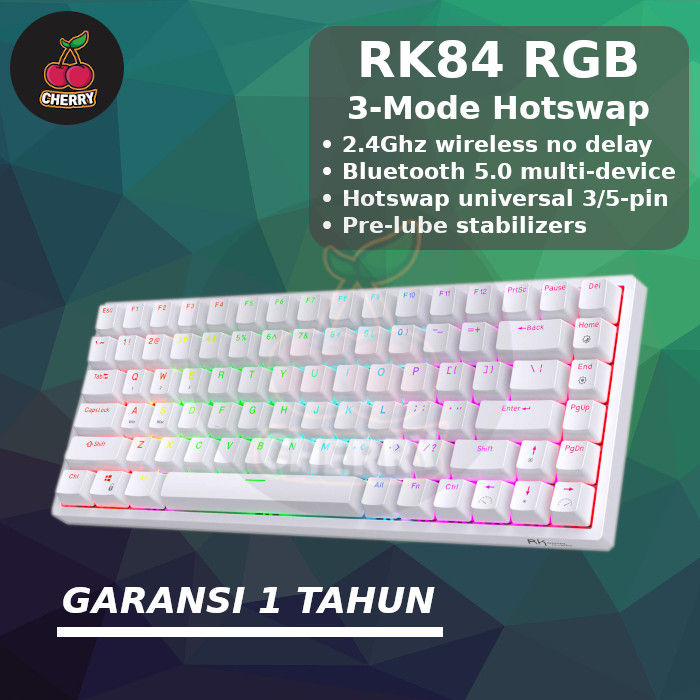 Royal Kludge RK84 RGB Compact 75% Mechanical Keyboard Wireless Bluetooth Hotswap 3-mode | Lazada ...