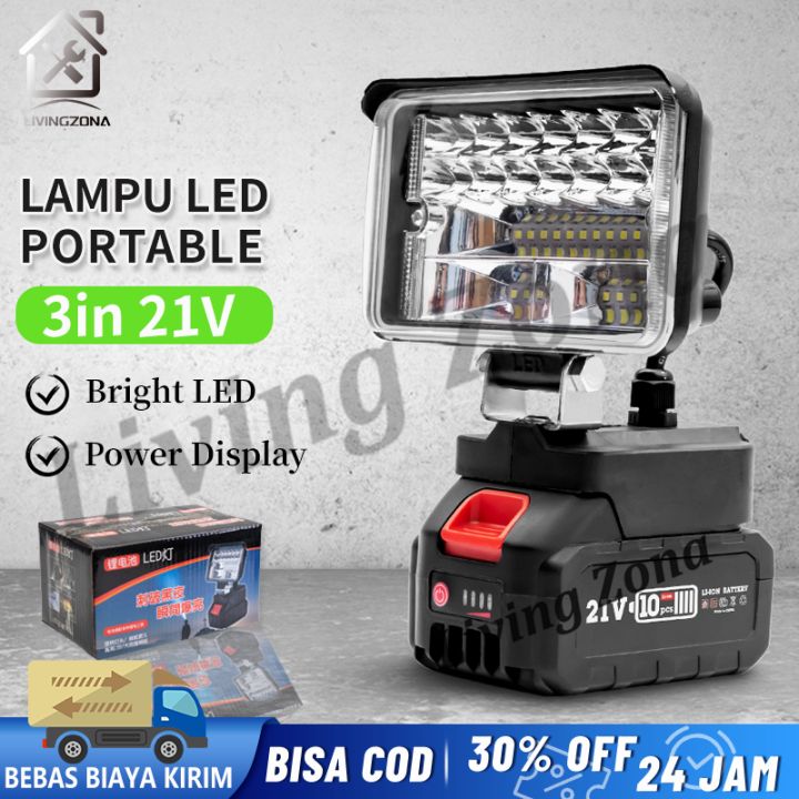 Cordless Lampu Sorot Kerja LED Baterai Work Lamp Senter USB Portable ...