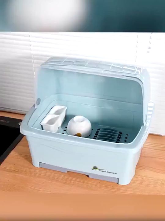 MILE Dish Drainer With Cover Dust-proof Dish Rack Rak Pinggan Mangkuk ...