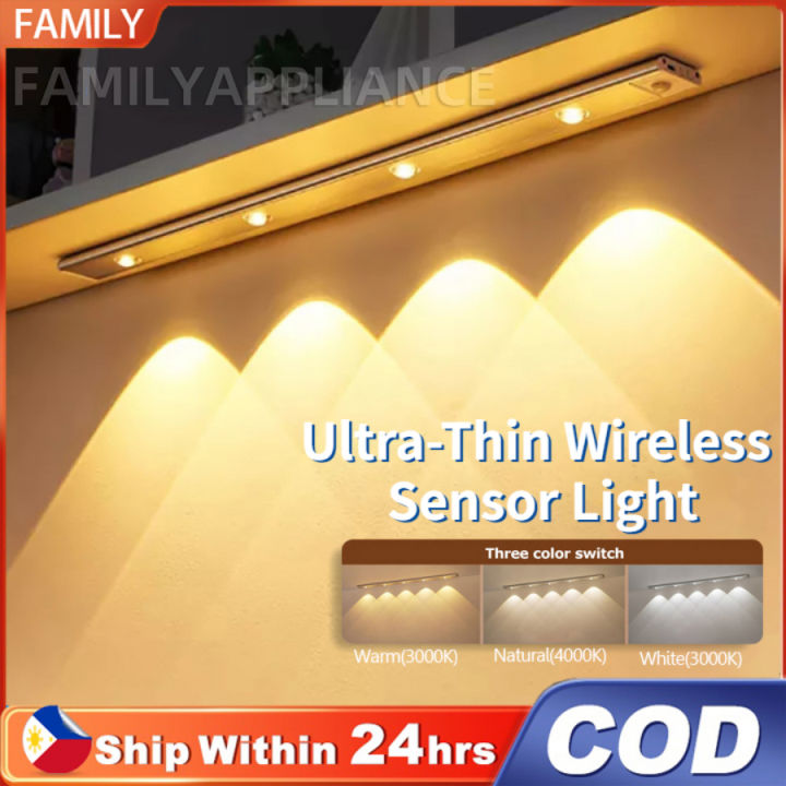 LED Motion Sensor Cabinet Light - Upgraded Remote Control 3 Light Modes Stepless Dimming Under ...