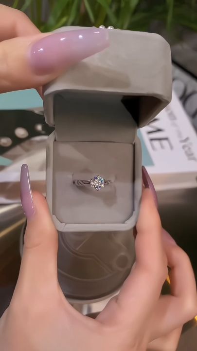 Missu 925 Silver Plated Diamond Promise Ring with Box for Women ...