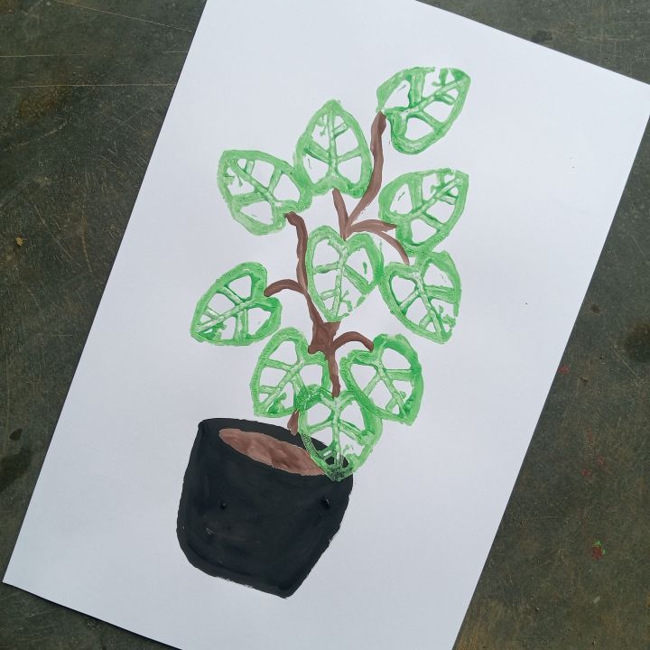 seni grafis cetak tinggi dari kentang wortel pelepah pisang/ vegetable ...