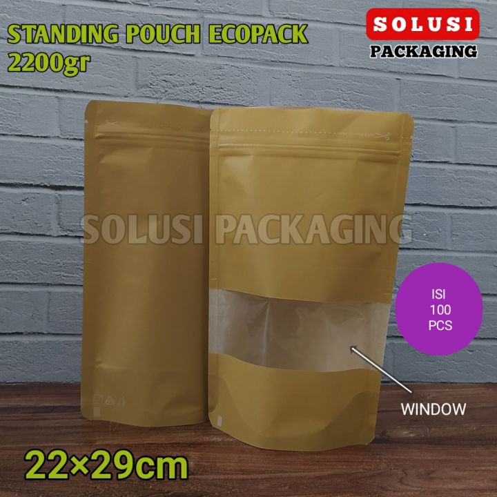 ISI 100 PCS Standing Pouch Paper Kertas ECOPACK Window 2Kg KPACK ...