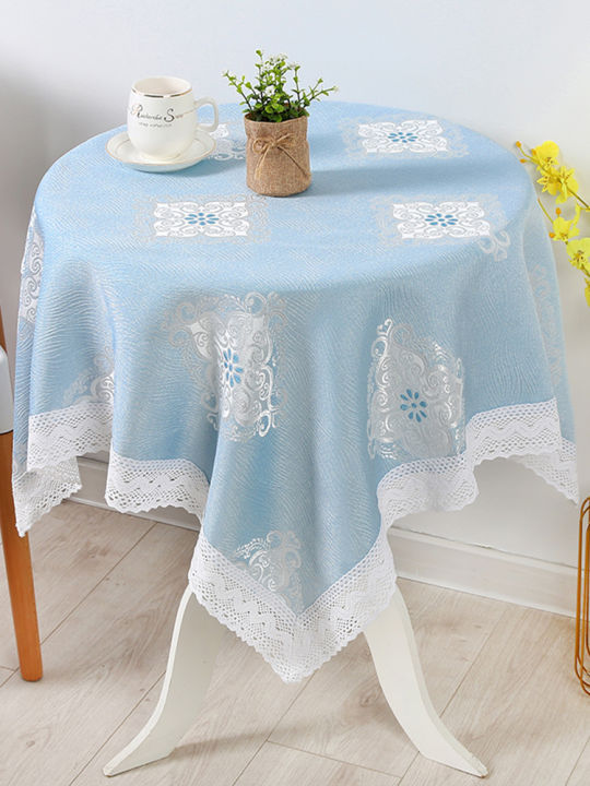 Living Room round Tablecloth Square Dining Table Cover Country Grid Tea ...