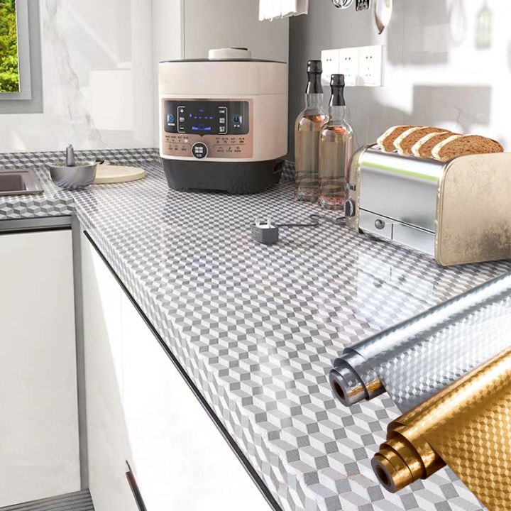 5M kitchen self-adhesive wallpaper gold and silver waterproof aluminum ...
