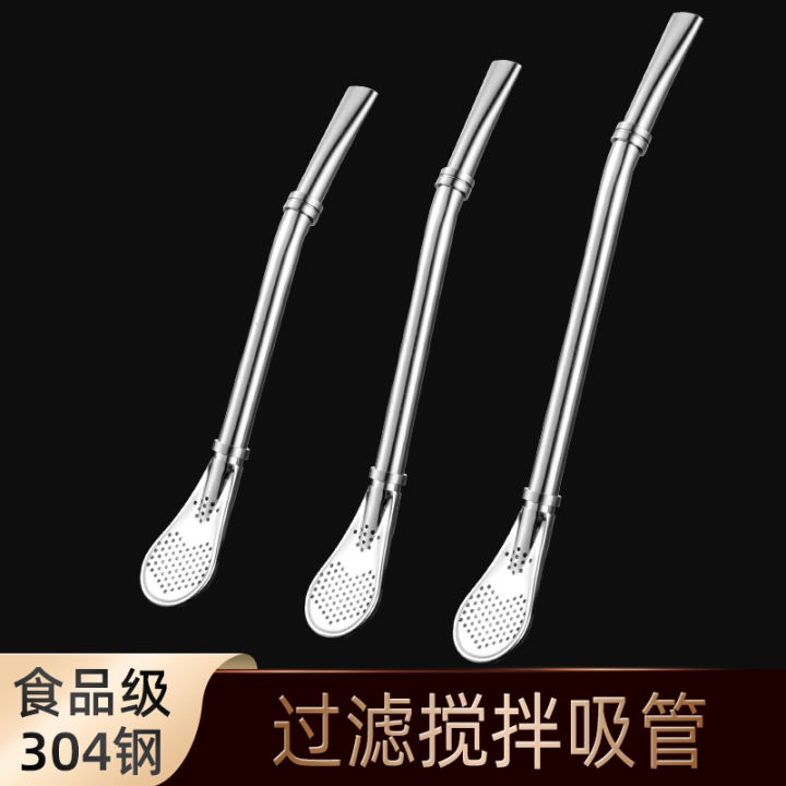 304 Stainless Steel Straw Spoon Yerba Mate Milk Tea and Coffee Stir Tea ...