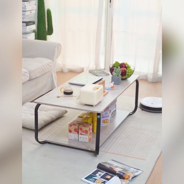 LENOBLE Coffee Table Tea Desk Side Nordic Marble Dining Table 2 Layers ...