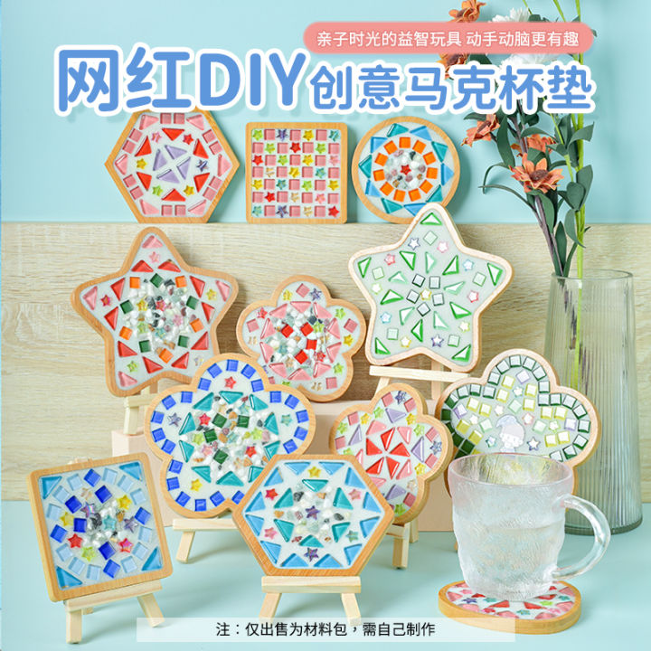 Children's DIY Mosaic Cup Mat Festival Team Building Handmade Craft Kit ...