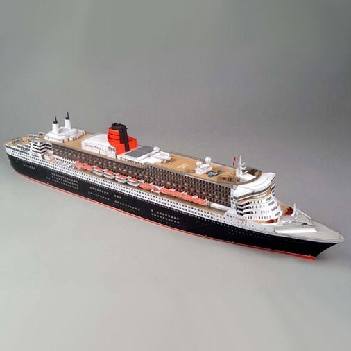 Handmade Paper Art Model 1:400 Queen Mary II Cruise Ship Model DIY ...