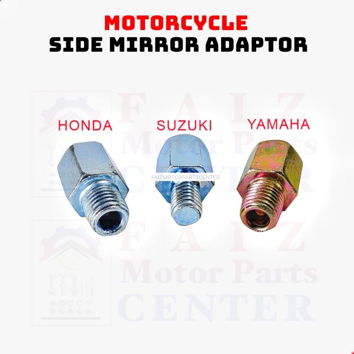 SIDE MIRROR ADAPTOR BOLT SCREW METAL REVERSE FOR HONDA, SUZUKI, AND ...