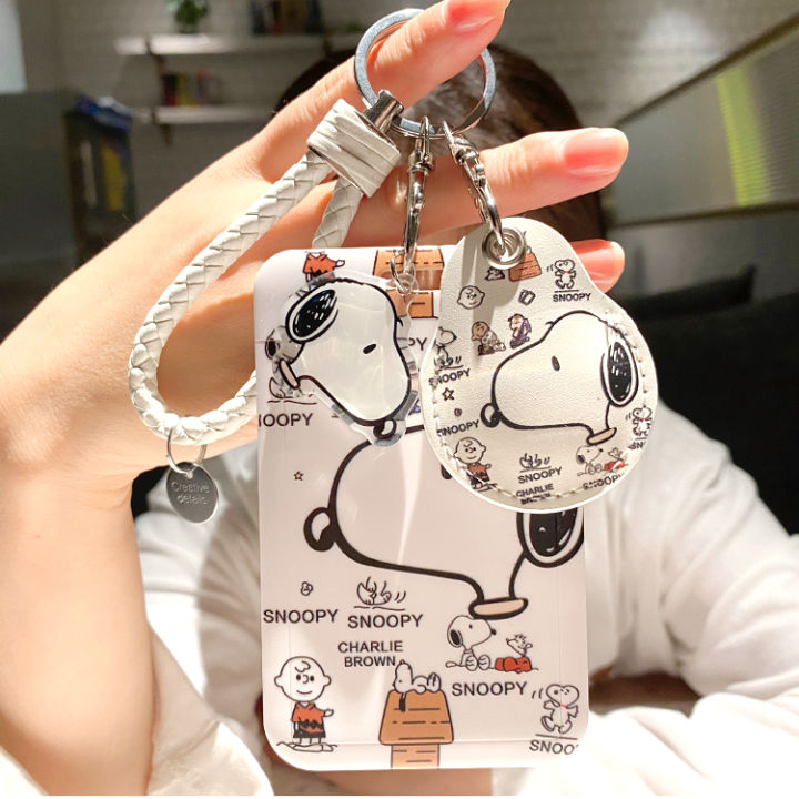 Snoopy Card Cover Elementary School Student Anti-Lost Halter Key Chain ...
