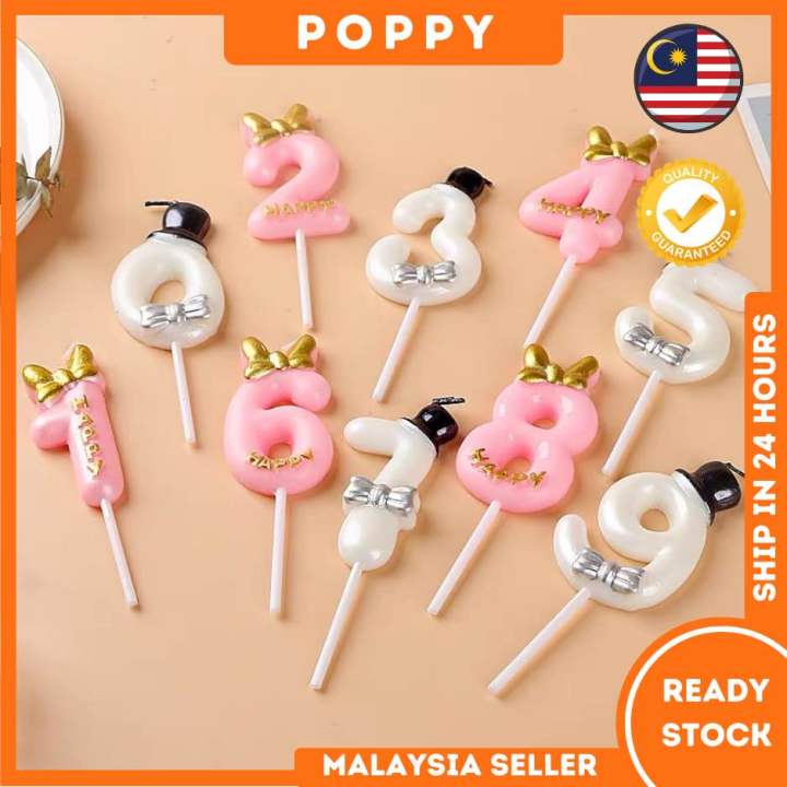 1pcs Candy Colour Numbers Birthday Candle Cake Topper Cake Decoration ...