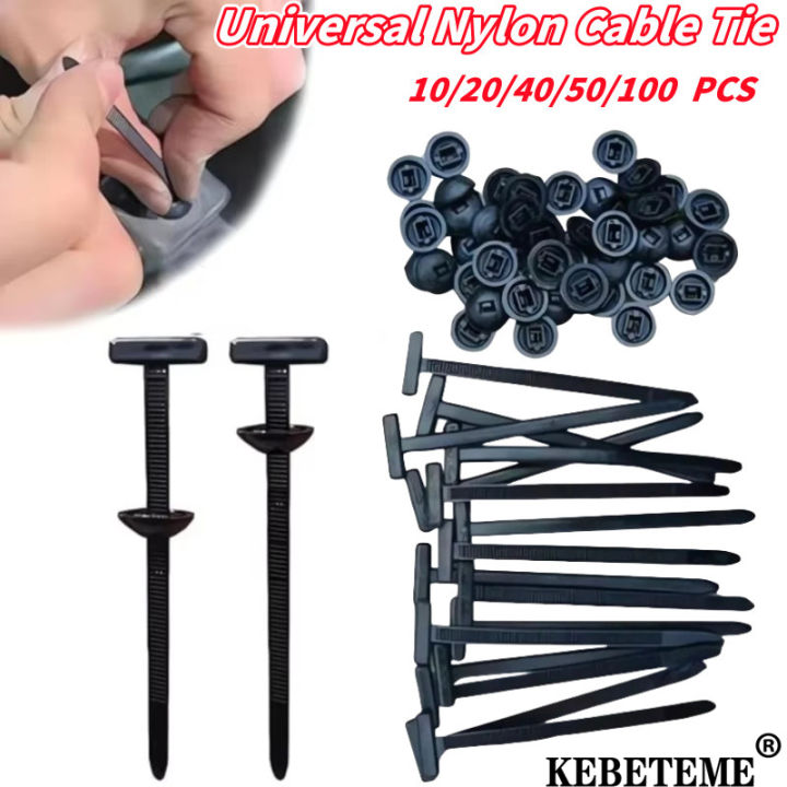 KEBETEME 100Pcs Nylon Universal Cable Tie Buckle Heavy Duty Self-Locking Nylon Zip Ties Holder ...