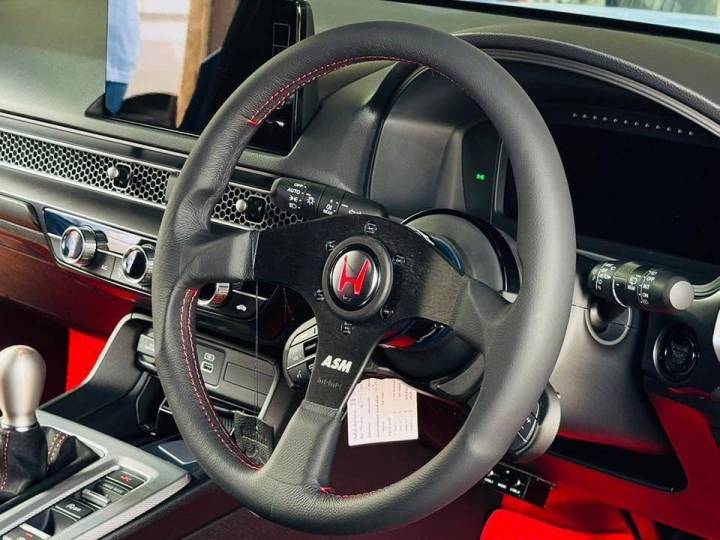 พวงมาลัย ASM แท้ By Momo Italy Tuner Black 350 แตร NSX HONDA JAPAN ญี่ปุ่น สีดำ ด้ายแดง โลโก้แดง ...