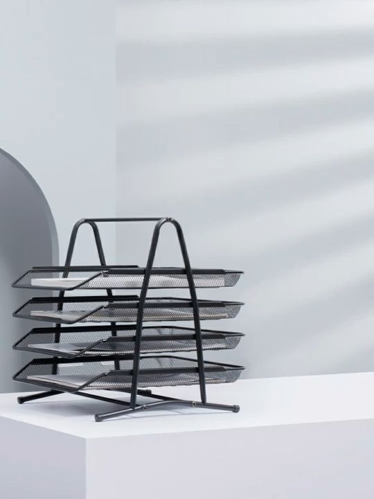 Office supplies desk tray/wire mesh four-layer file tray/basket rack ...