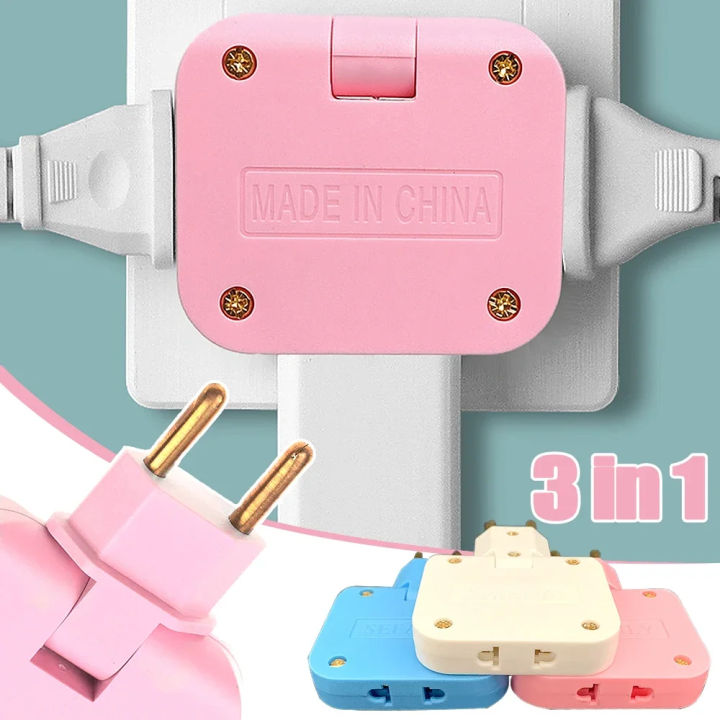EU Plug 180 Degree Rotatable Socket Converter 3 in 1 US Extension Plug ...