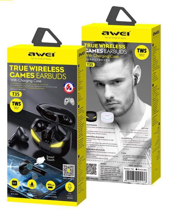 Awei T35 Games EARBUDS/Bluetooth & Charging Case #SellFast; | Lazada