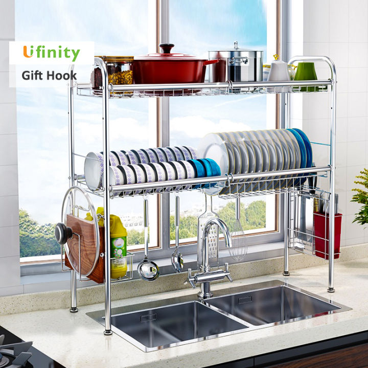 Lifinity Over Sink Dish Rack Organizer Stainless Steel Dish Drainer ... Lifinity Over Sink Dish Rack Organizer Stainless Steel Dish Drainer ...