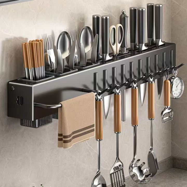 Stainless steel knife holder, non perforated wall mounted kitchen ...