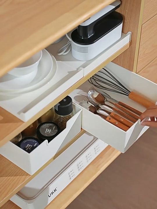 Pull Out Cabinet Tray Kitchen Storage Drawer Slide Track Strip Sliding ...