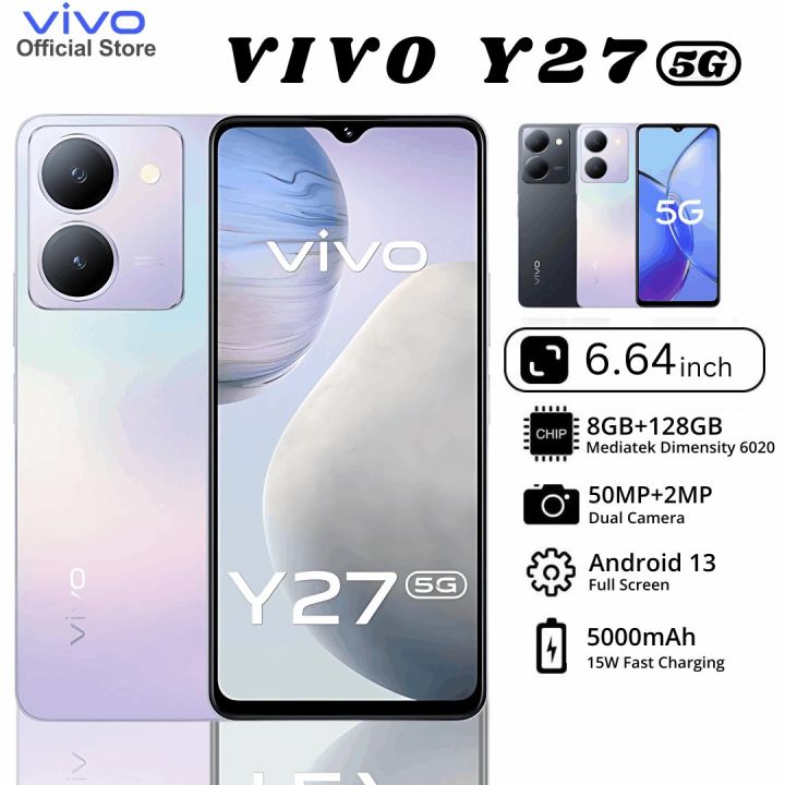 Vivo Y27 5G Smartphone 8+8GB EXTENDED RAM +128GB ROM, 5000mAh, 50MP Fun Camera, 6.64"FHD+ ...