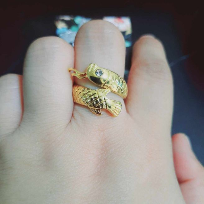 10k us gold arwana ring not faded for women (71) | Lazada PH