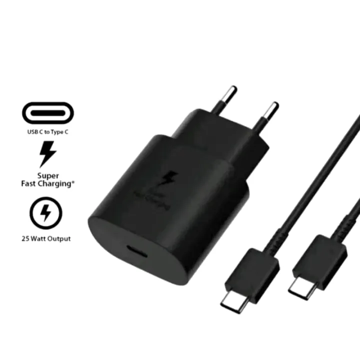 Charger Samsun9 M20 M21 M22 Original 100% 25WAT HITAM Fast Charging USB ...