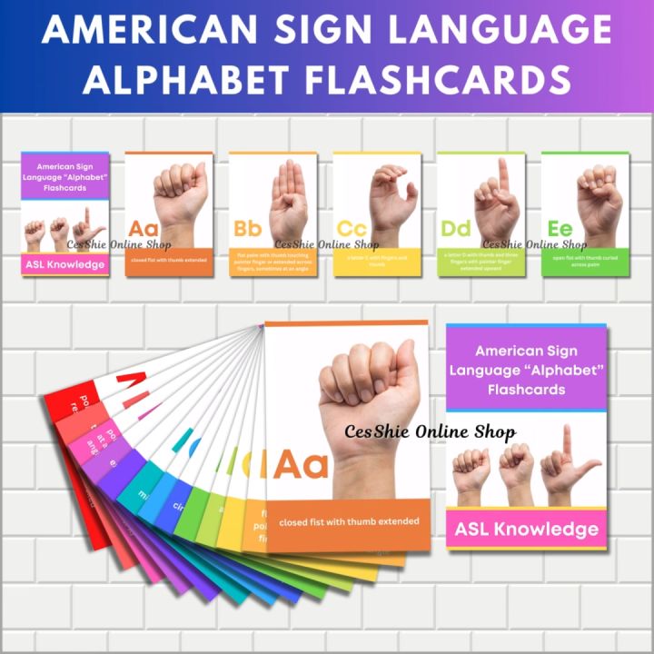ASL ALPHABET FLASHCARDS | LAMINATED AMERICAN SIGN LANGUAGE ALPHABET ...