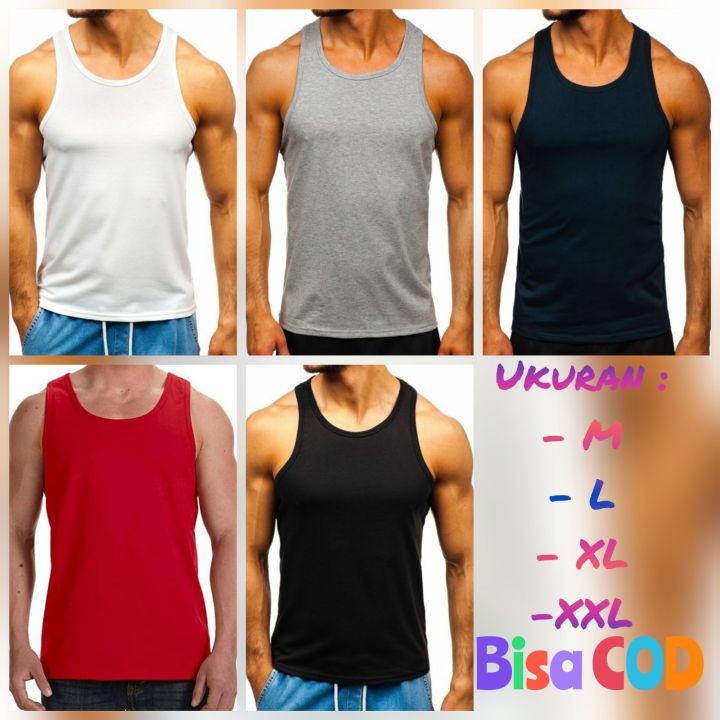 Kaos Singlet Polos Pria Tank Top Polos Pria Murah | Lazada Indonesia