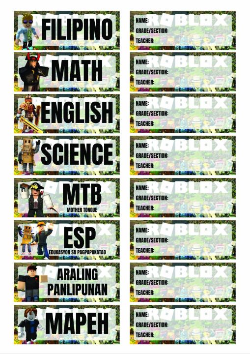 SUBJECT LABEL STICKER | A4 SIZE | GENERIC | RR Creations Ph | Lazada PH