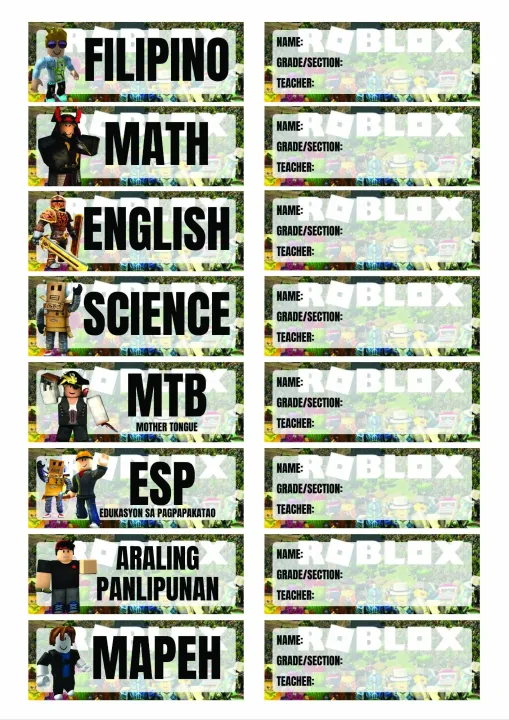 SUBJECT LABEL STICKER | A4 SIZE | GENERIC | RR Creations Ph | Lazada PH