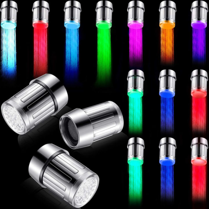 LED Temperature Sensitive Faucet Water Saving Kitchen Bathroom Sensor 7 ...