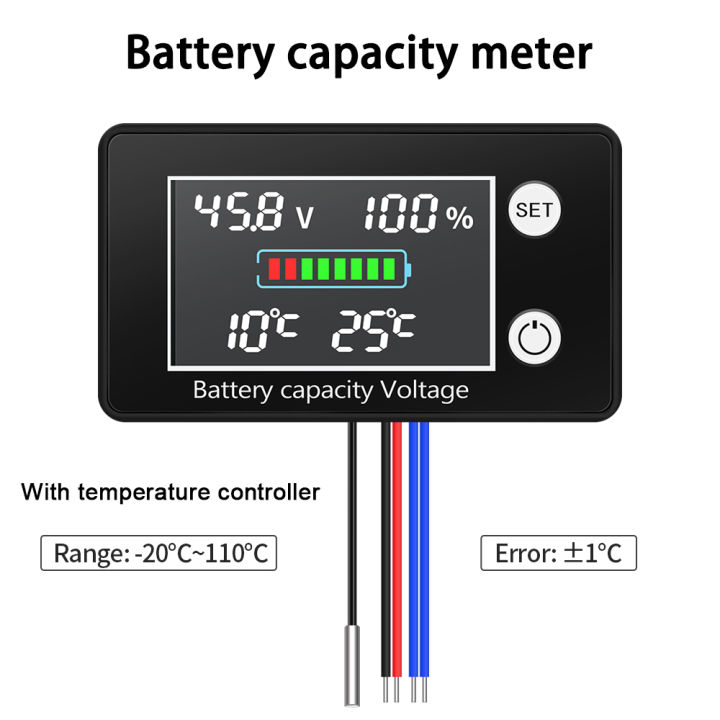 10-100V Battery Capacity Indicator Acid Lead Lithium Battery Voltmeter ...