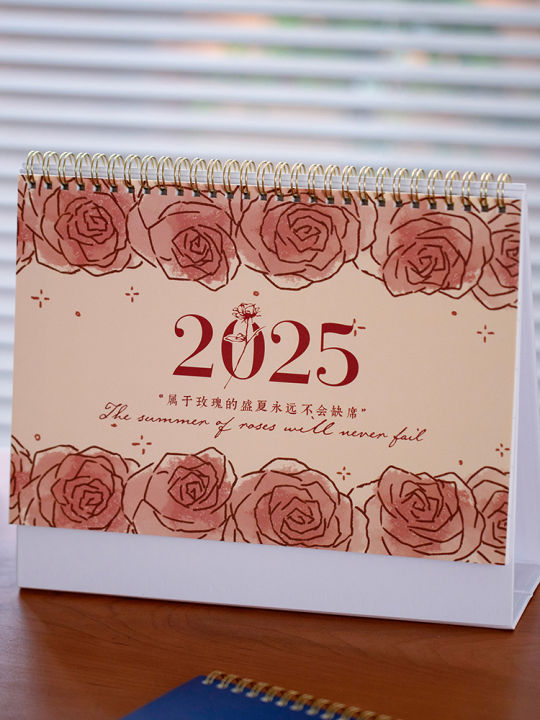 Rose Flowering 2025 Desktop Calendar Creative Work Study Plan Punching ...