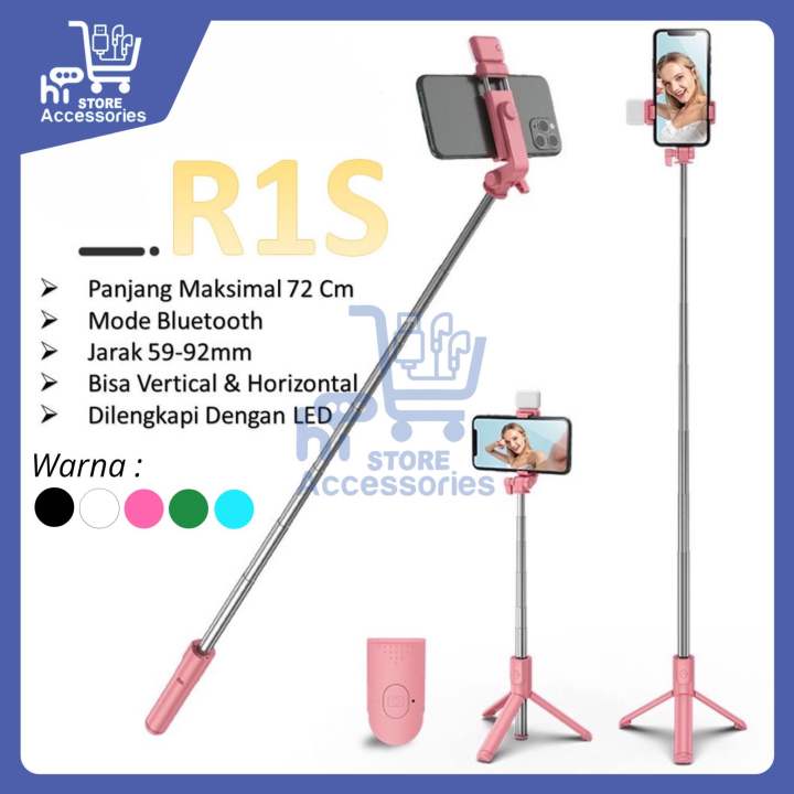 HSA - TONGSIS TRIPOD BLUETOOTH R1S LED 4 IN 1 / SELFIE STICK 4IN1 WITH ...