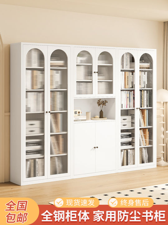Steel Bookcase with Door for Living Room Display Cabinet Home Use ...