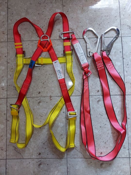 FULL BODY HARNESS AND DOUBLE WEBBING LANYARD WITH SHOCK ABSORBER ...