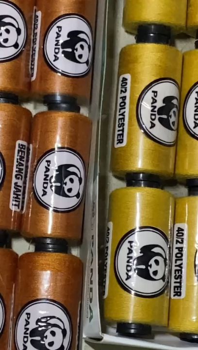 BENANG JAHIT POLYESTER 500 YARD MERK PANDA ISI 12 PCS | Lazada Indonesia
