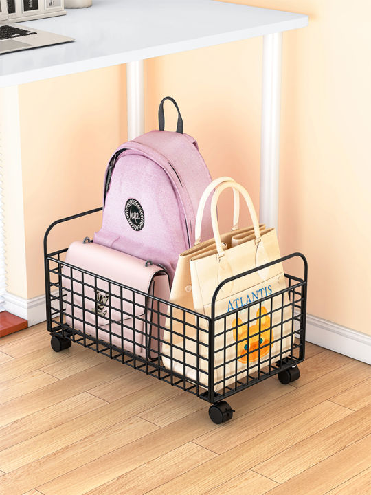 Mobile Bag Rack with Casters Office Desk underneath Bag Organizer ...