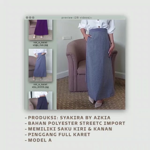 RAP - [Best 2] Rok Model A terbaru-Rok Pinggang Karet-Rok Kerja Syakira ...