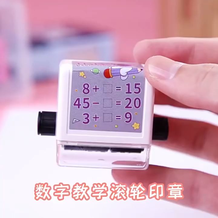 2 pcs Number Rolling Stamp Mathematics Learning Stamp Math Practice ...