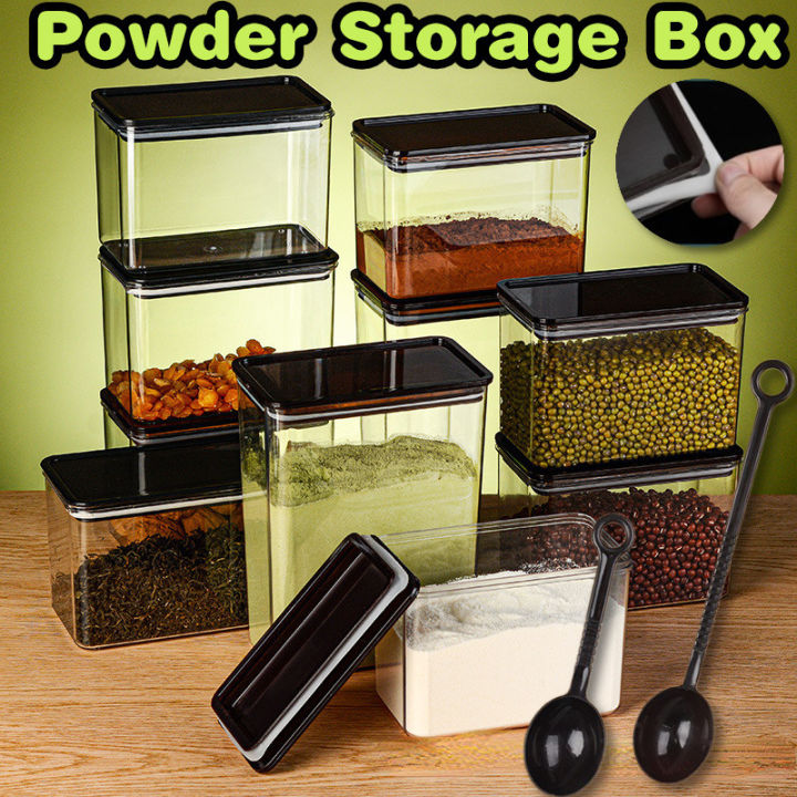 1L/0.5L Acrylic Powder Container Airtight Food Storage Box For Milk Tea ...