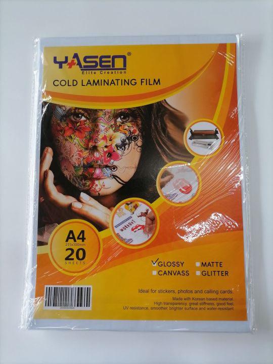 COLD LAMINATING FILM PHOTO TOP MATTE/ GLITTER / GLOSSY (20 SHEETS/1 ...